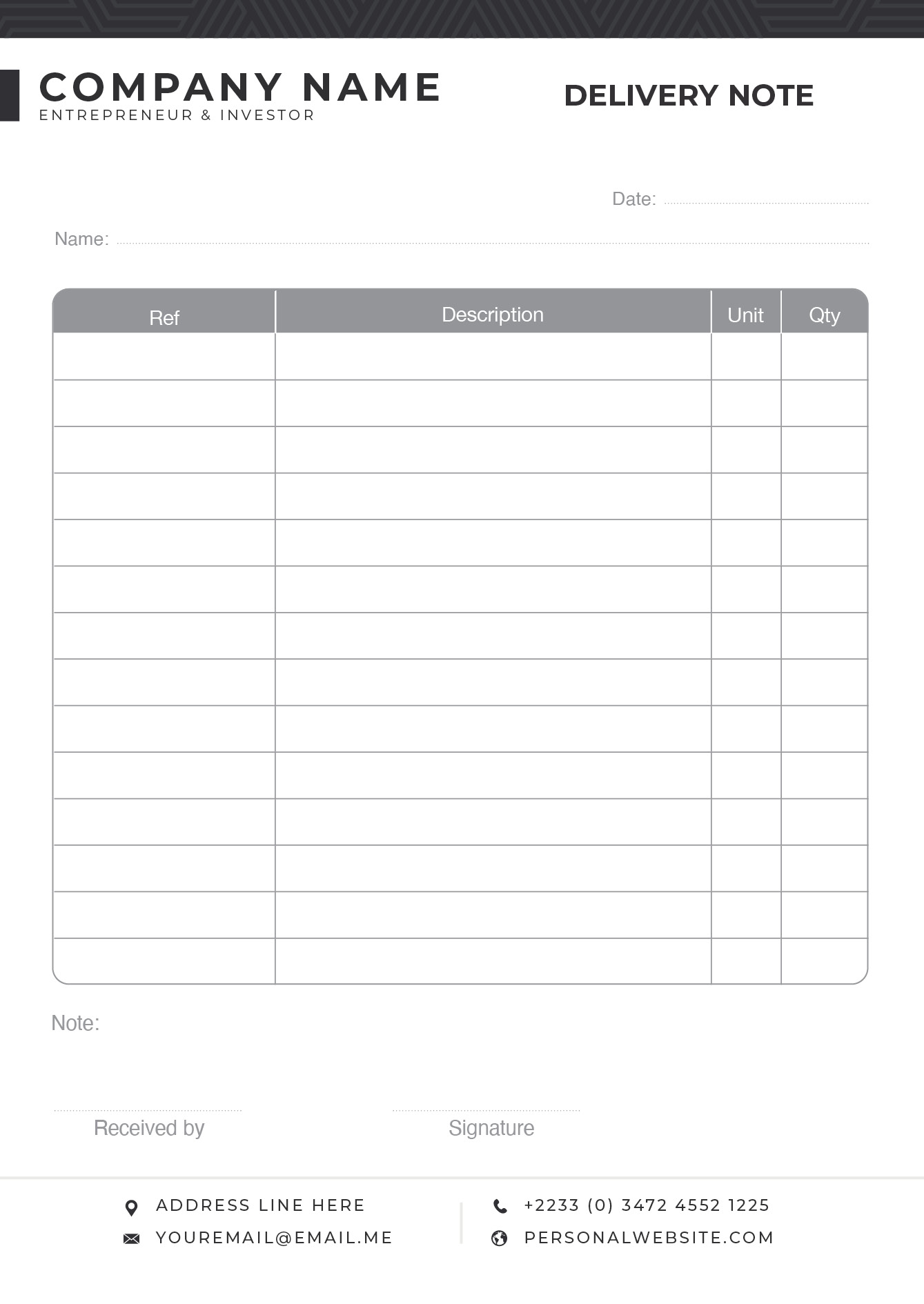 Delivery Note Template - CA